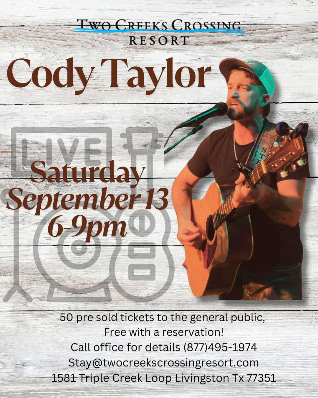 Live Music featuring: Cody Taylor | Two Creeks Crossing Resort